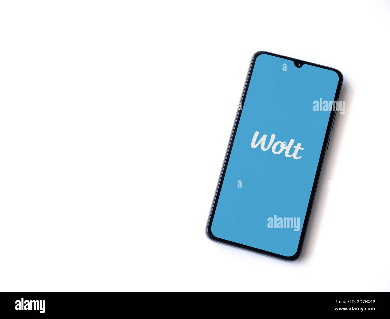 Lod, Israel - July 8, 2020: Wolt app launch screen with logo on the ...