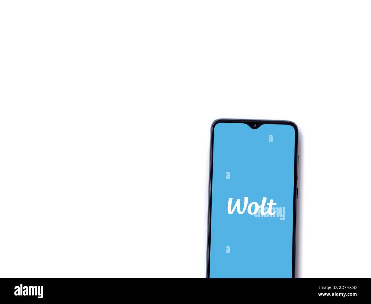 Lod, Israel - July 8, 2020: Wolt app launch screen with logo on the ...