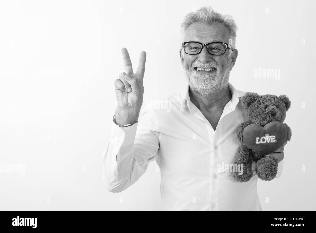 Man giving peace sign Black and White Stock Photos & Images - Alamy