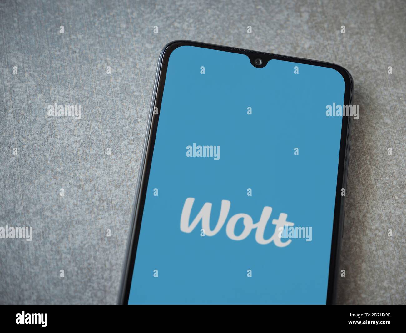 Lod, Israel - July 8, 2020: Wolt app launch screen with logo on the ...