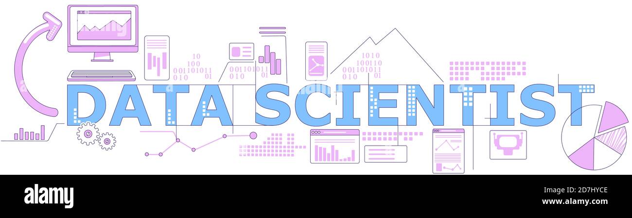 Data scientist word concepts word concepts thin line vector banner ...