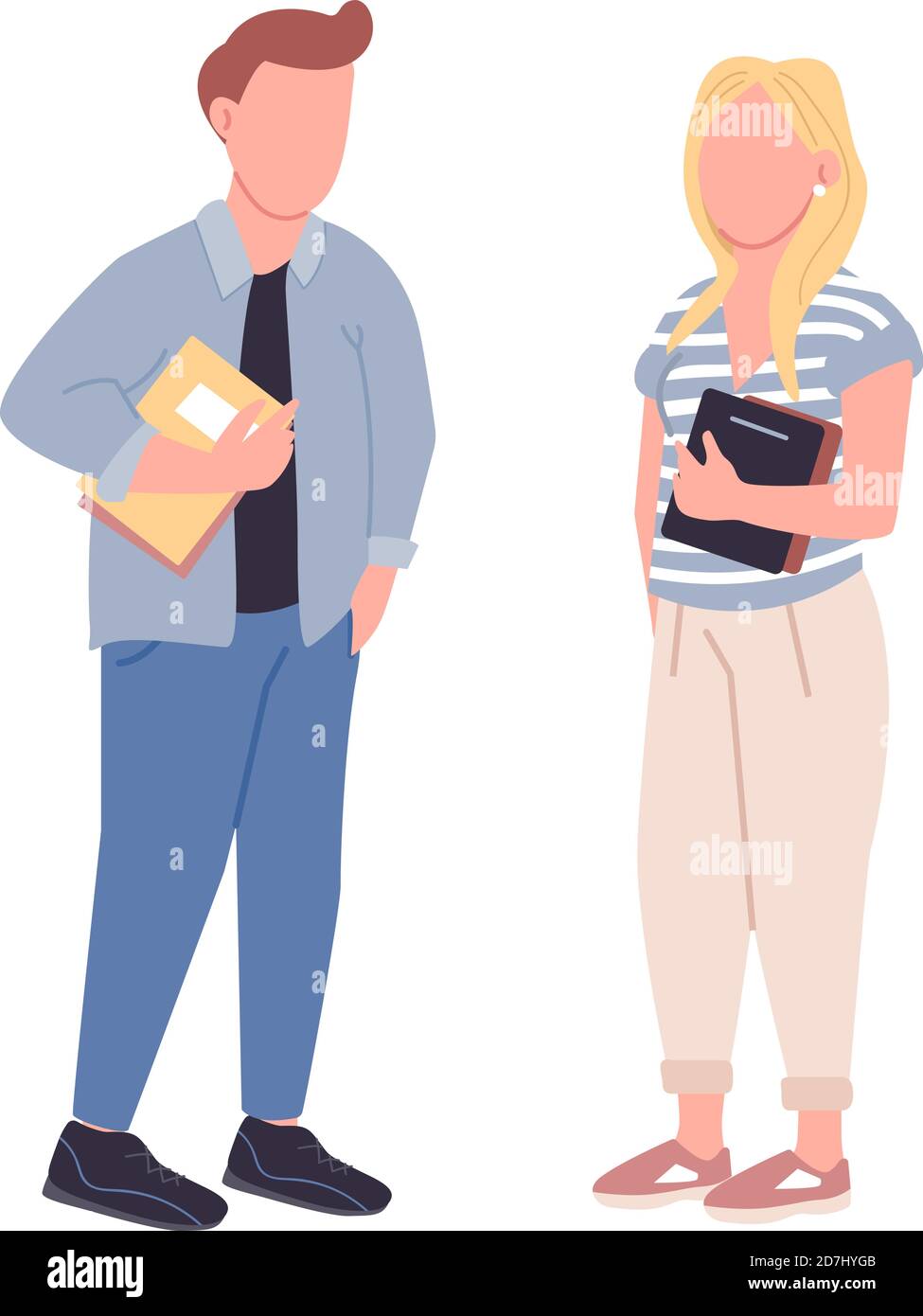 High school pupils flat color vector faceless characters set Stock ...