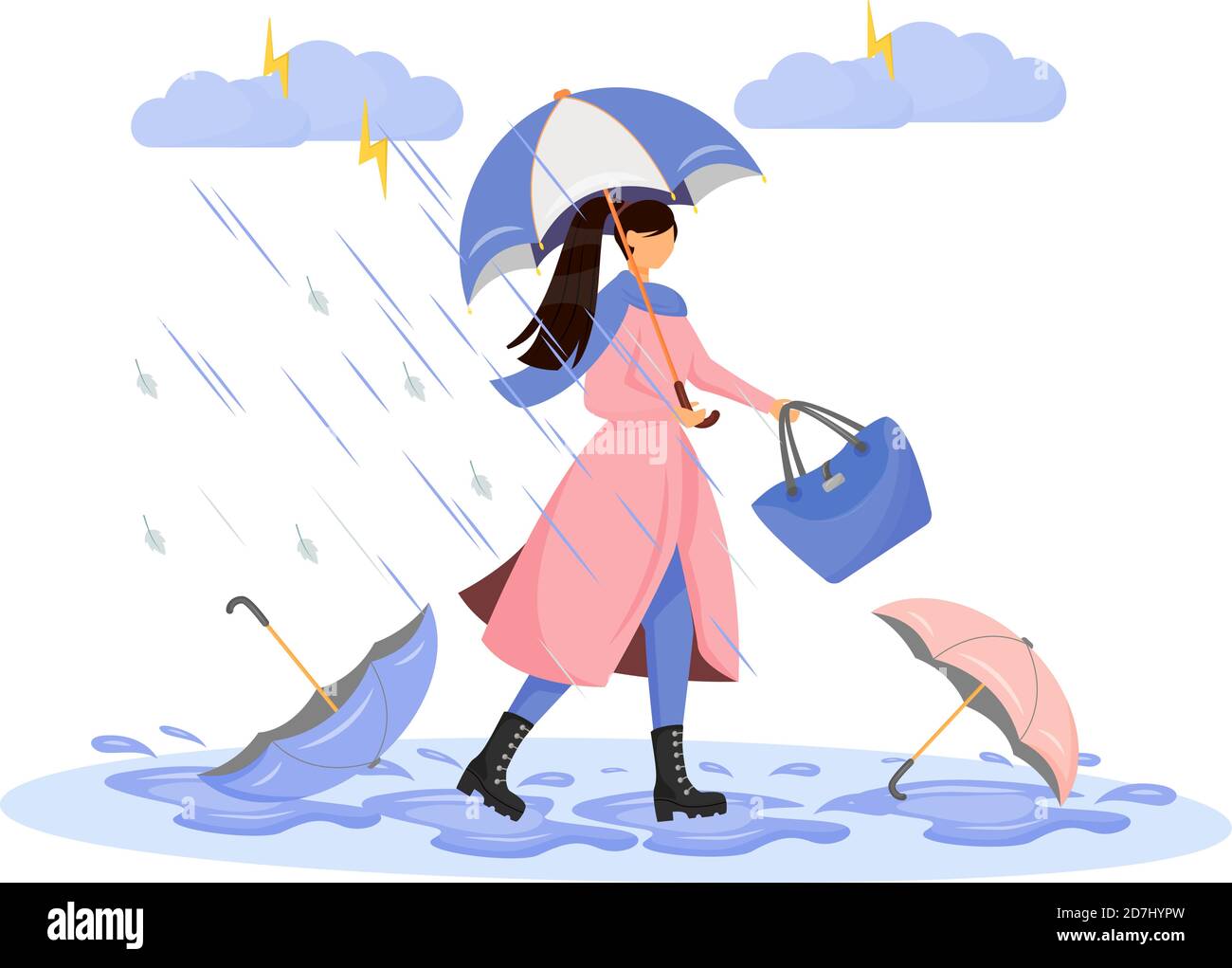 Heavy rainfall flat color vector faceless character Stock Vector Image ...
