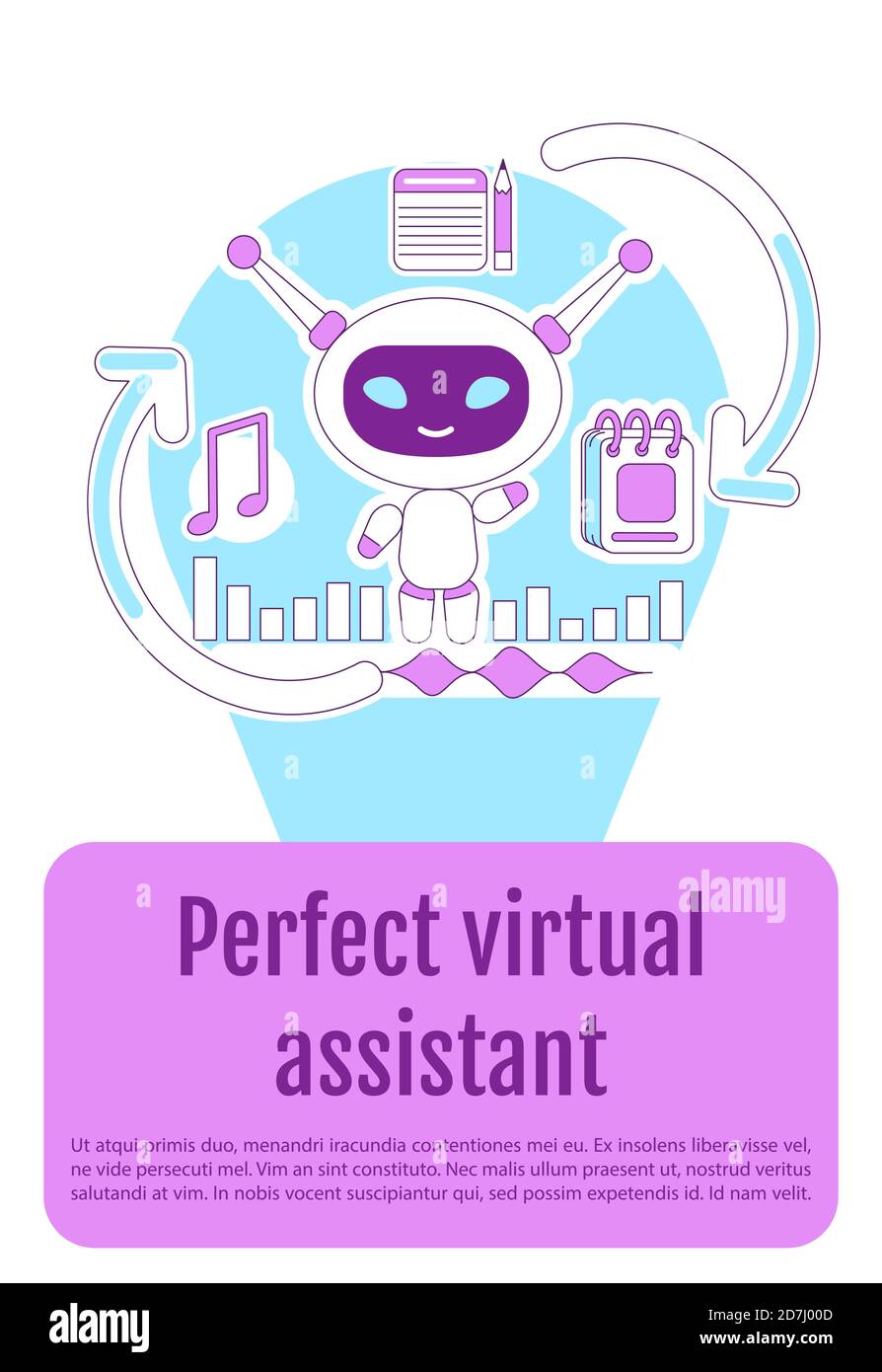 Assistant bot poster flat silhouette vector template Stock Vector Image ...