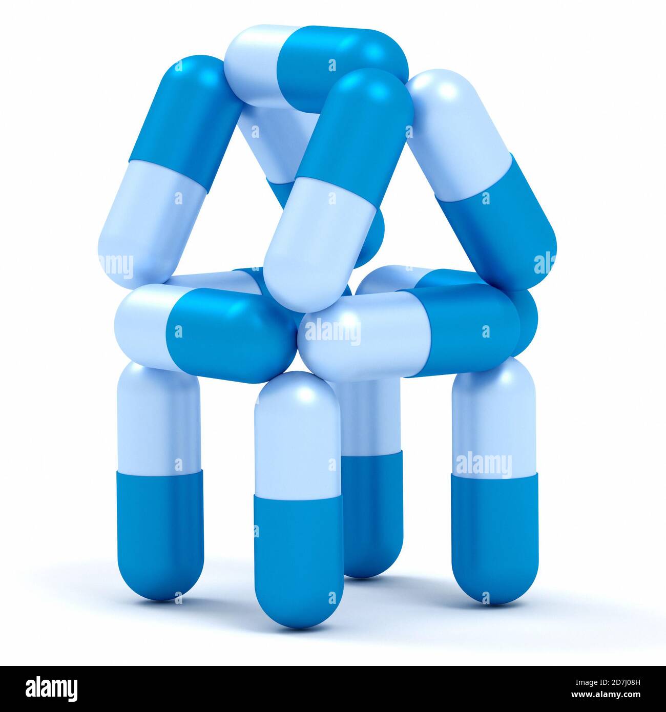 House from capsule pills isolated on white. Medicine concept. 3d ...