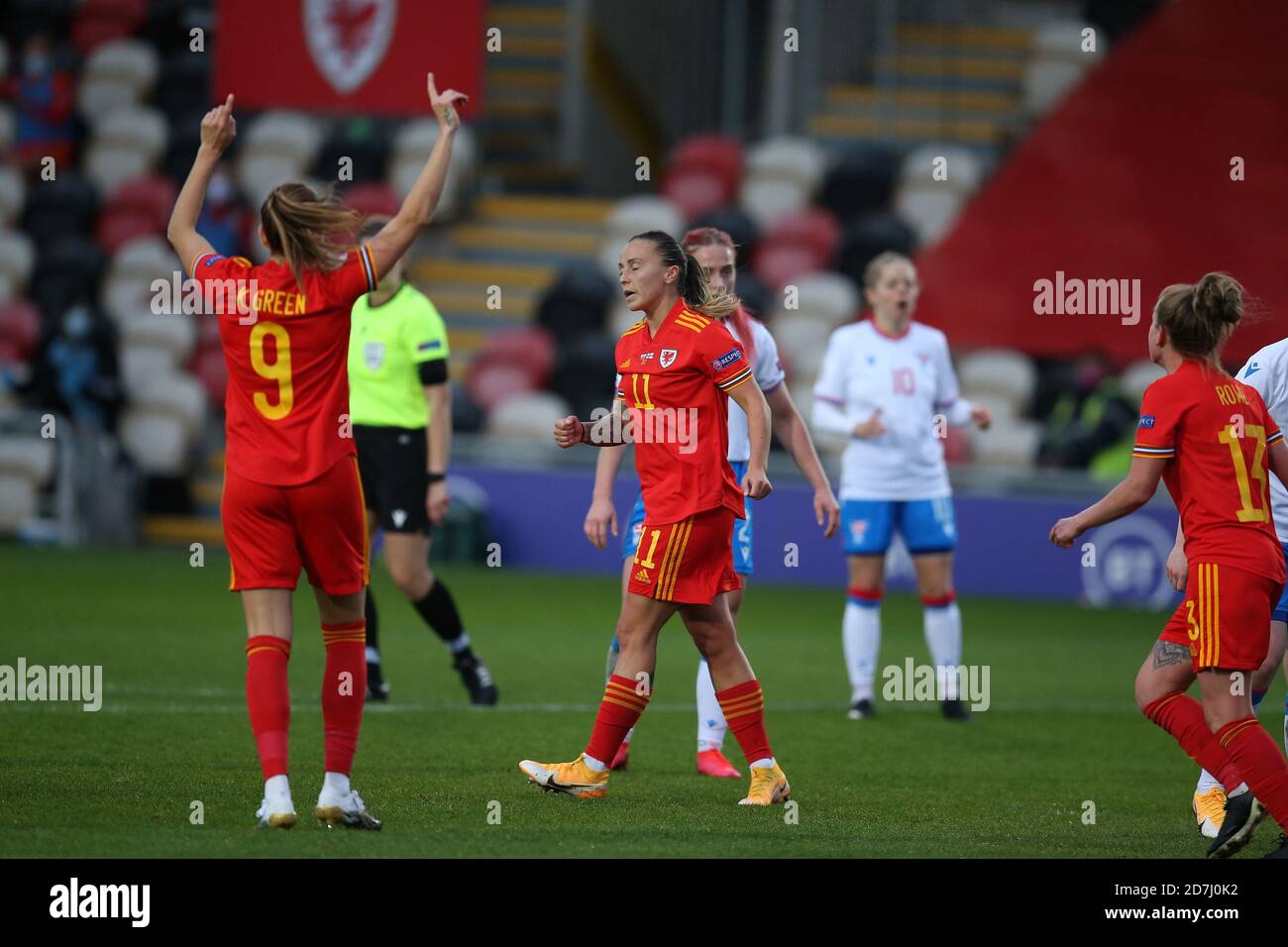 Natasha Harding of Wales women (c) celebrates after scoring a goal ...