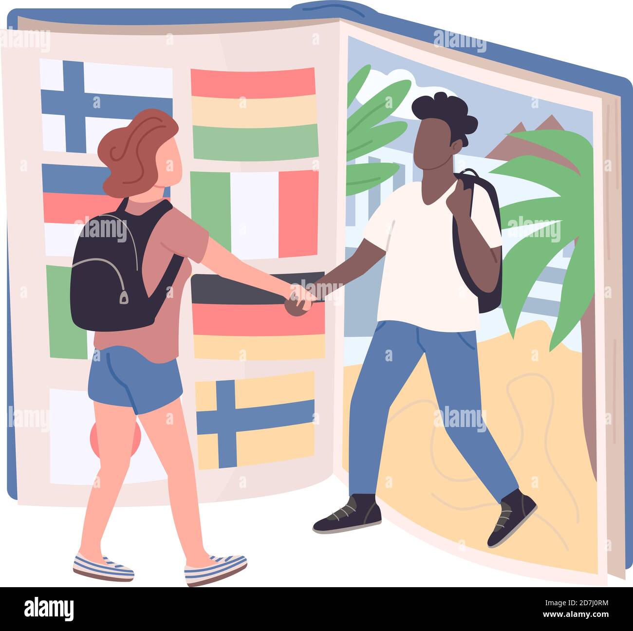 Student exchange program flat concept vector illustration Stock Vector ...