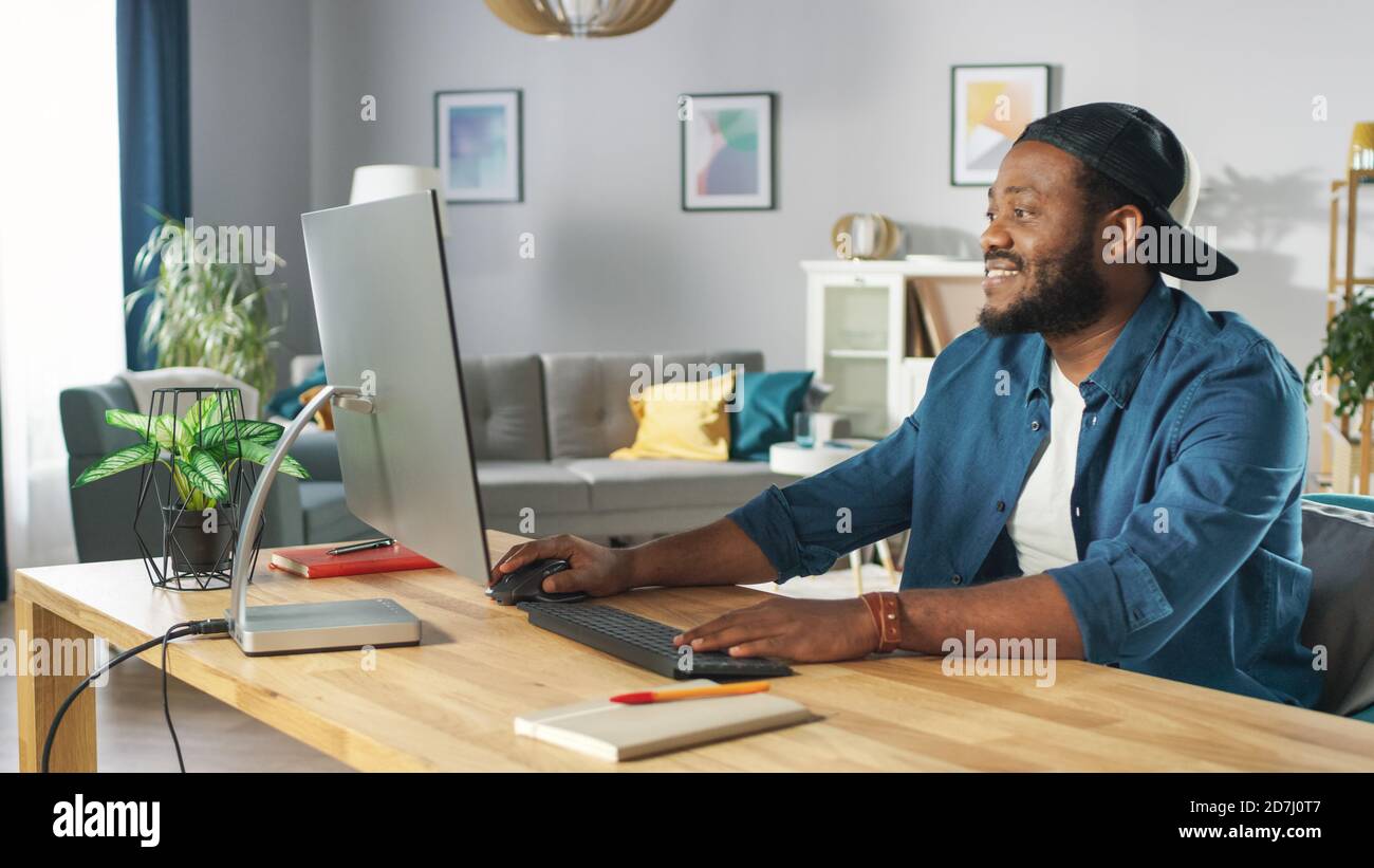 Portrait of the Handsome African American Programmer Working on a ...