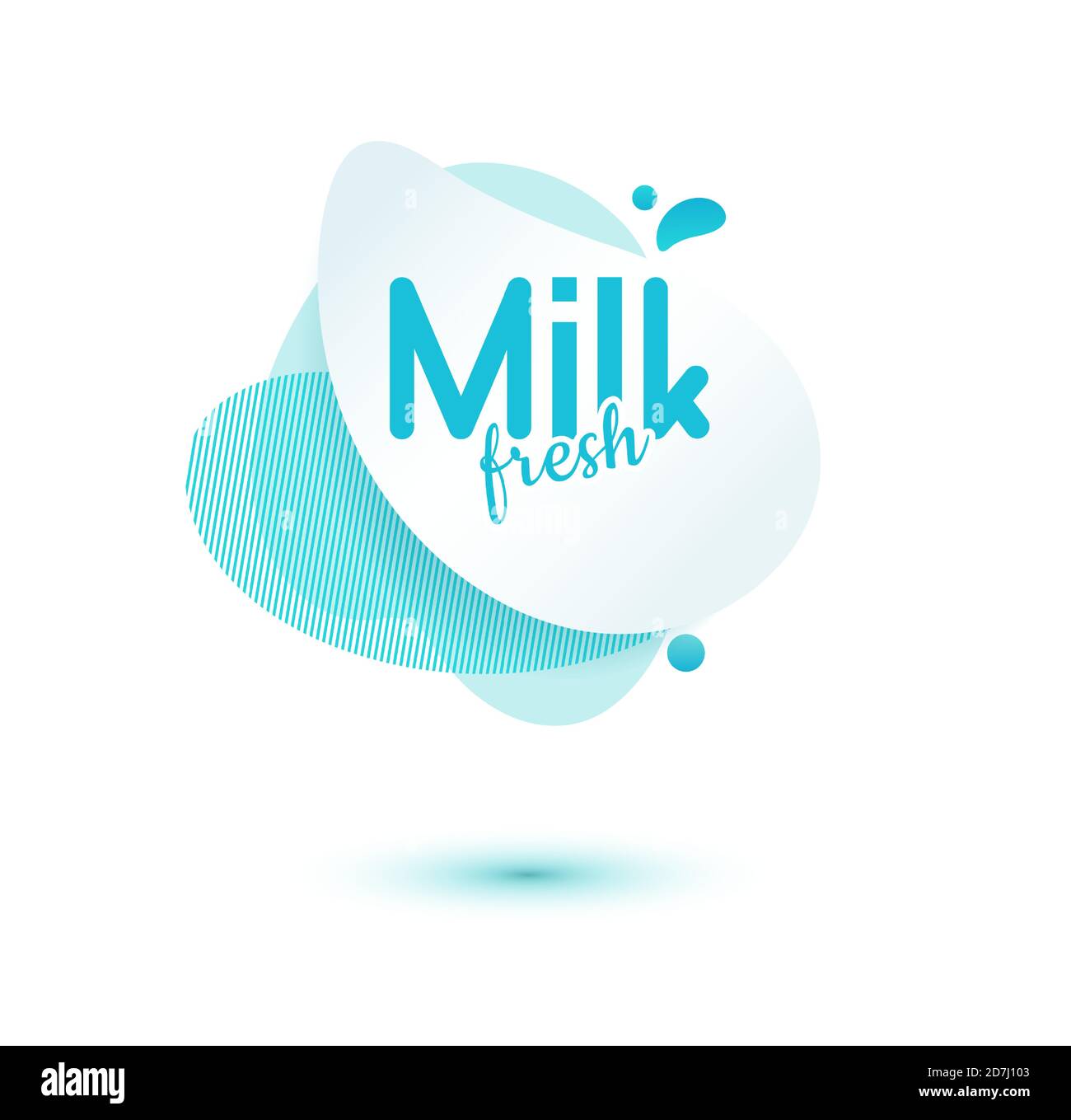 Milk badge and dairy labels with splashes and bolts. Milk badge with ...