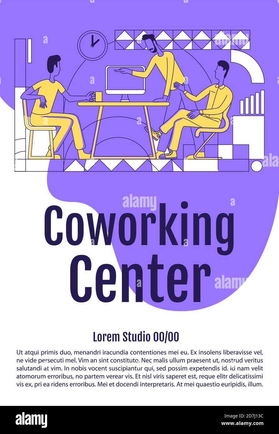 Coworking poster flat silhouette vector template Stock Vector Image ...