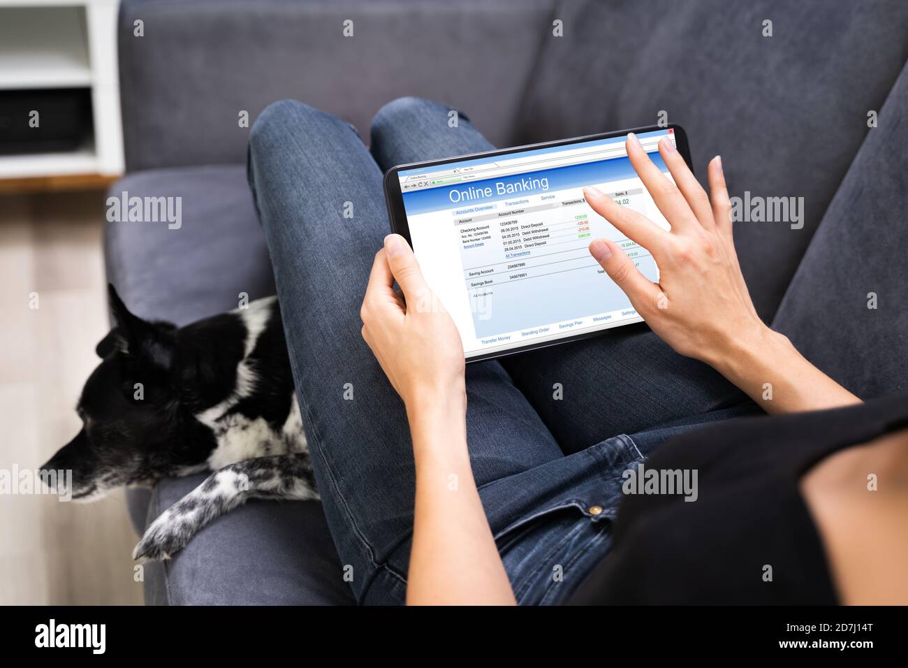 Online Banking Using Internet Bank App. Money Balance Stock Photo - Alamy
