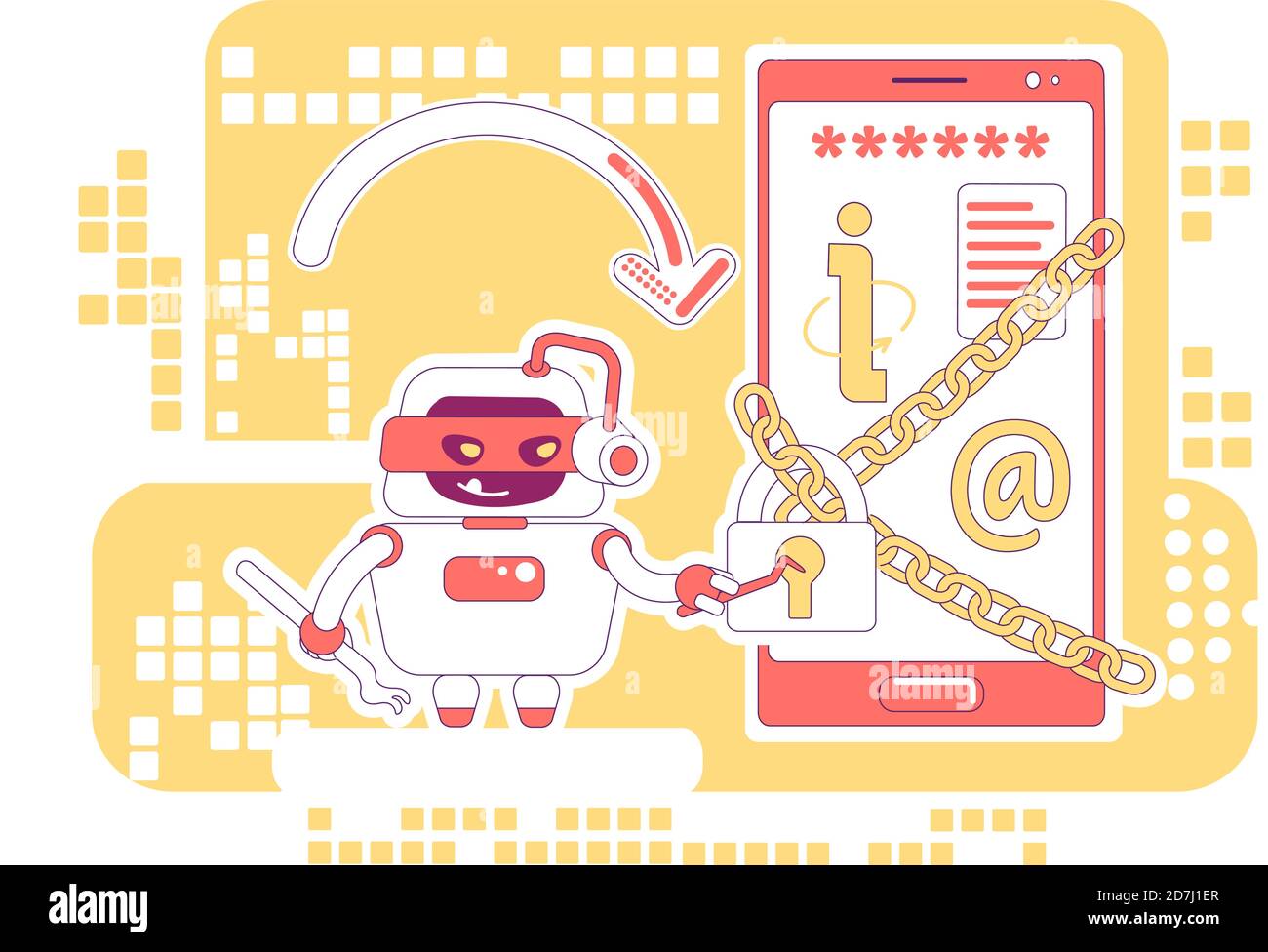 Hacker bot thin line concept vector illustration Stock Vector Image ...