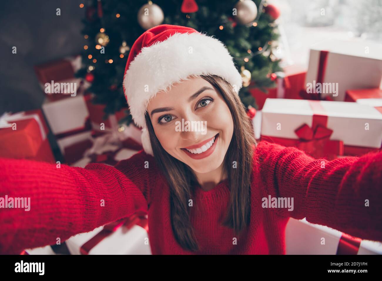 Self-portrait of her she nice attractive charming pretty lovely glad ...