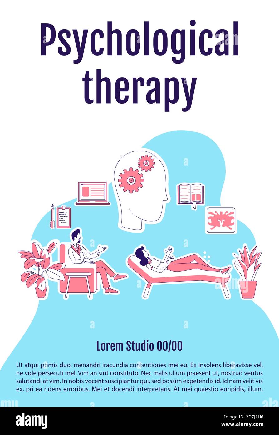Psychological therapy poster flat silhouette vector template Stock ...
