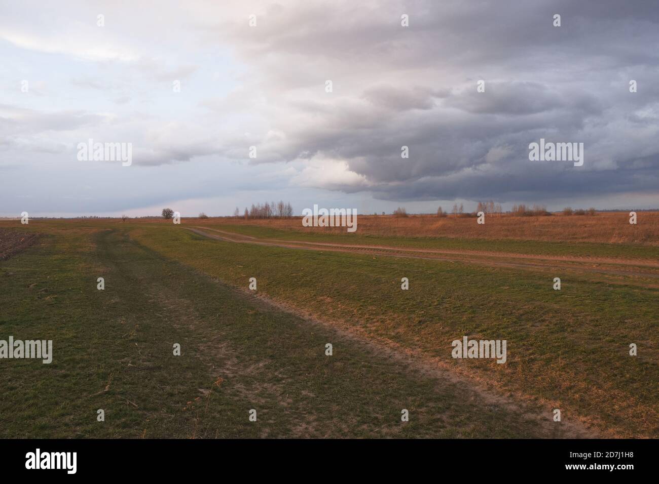 Dramatic pre-storm sky over the field. Spring landscape Stock Photo - Alamy