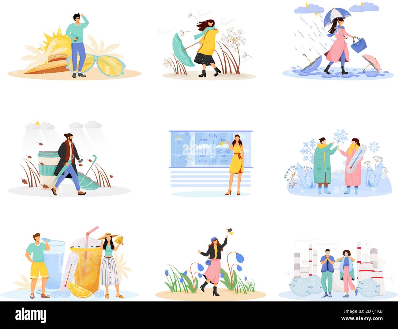 Seasonal flat concept vector illustrations set Stock Vector Image & Art ...
