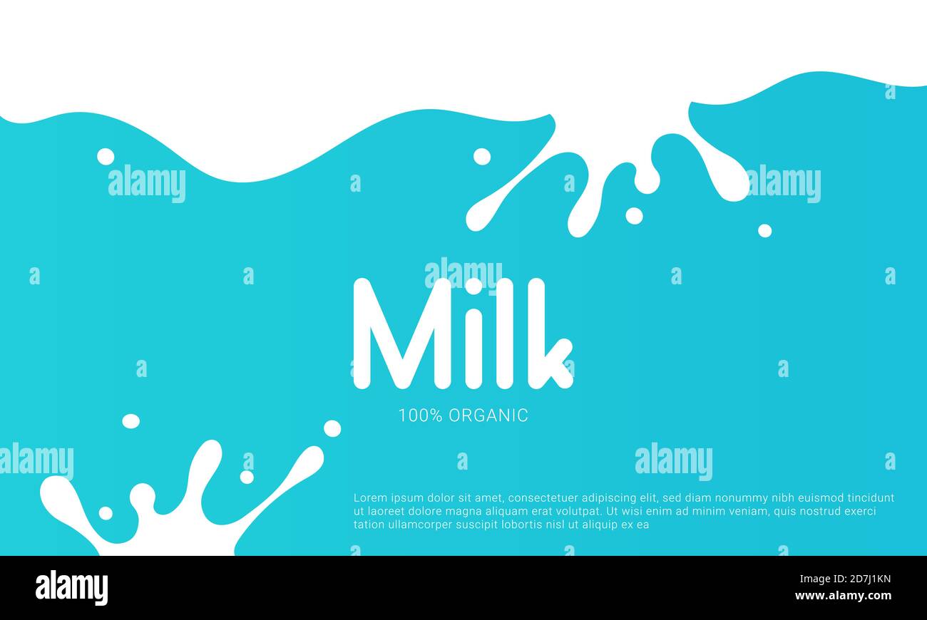 Milk minimal poster. Modern background with organic splash. Milk and ...