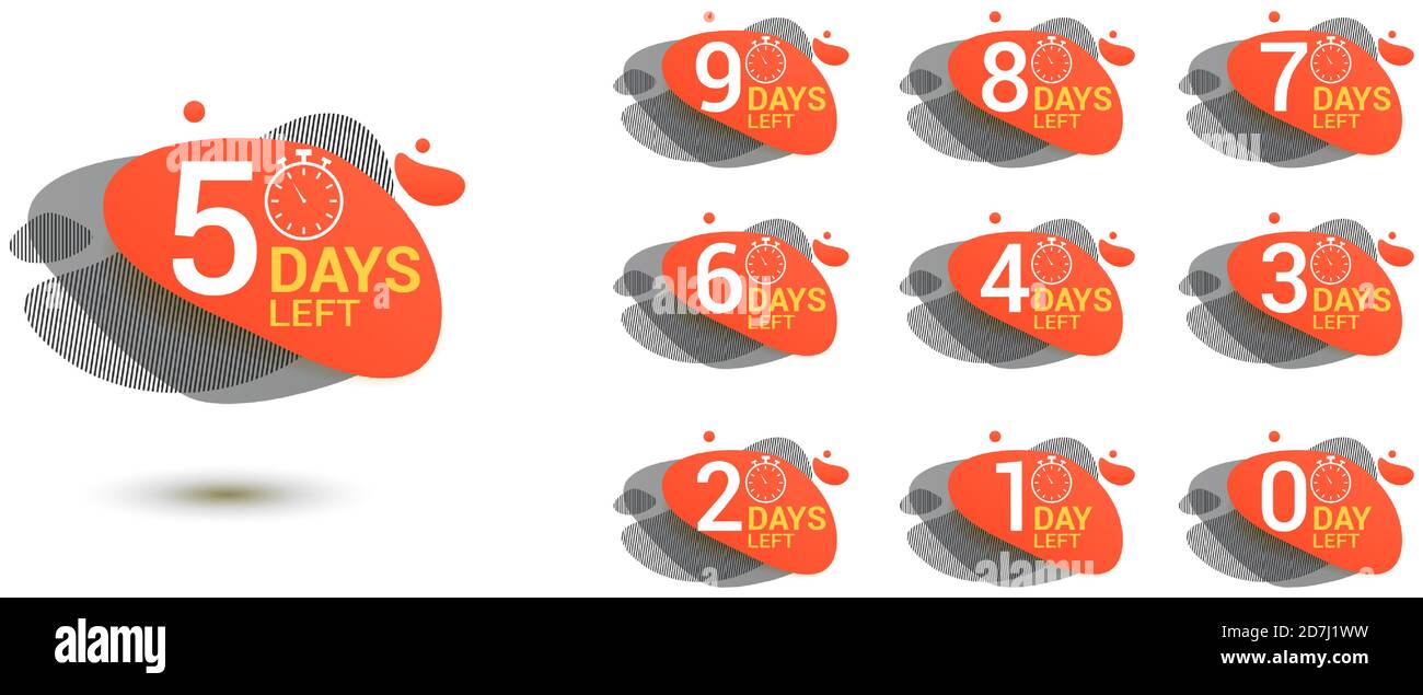 Number days left countdown. Amoeba liquid design label of Days to go ...