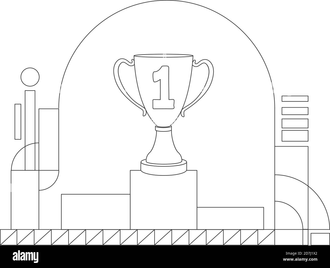 Prize on pedestal outline vector illustration Stock Vector Image & Art ...