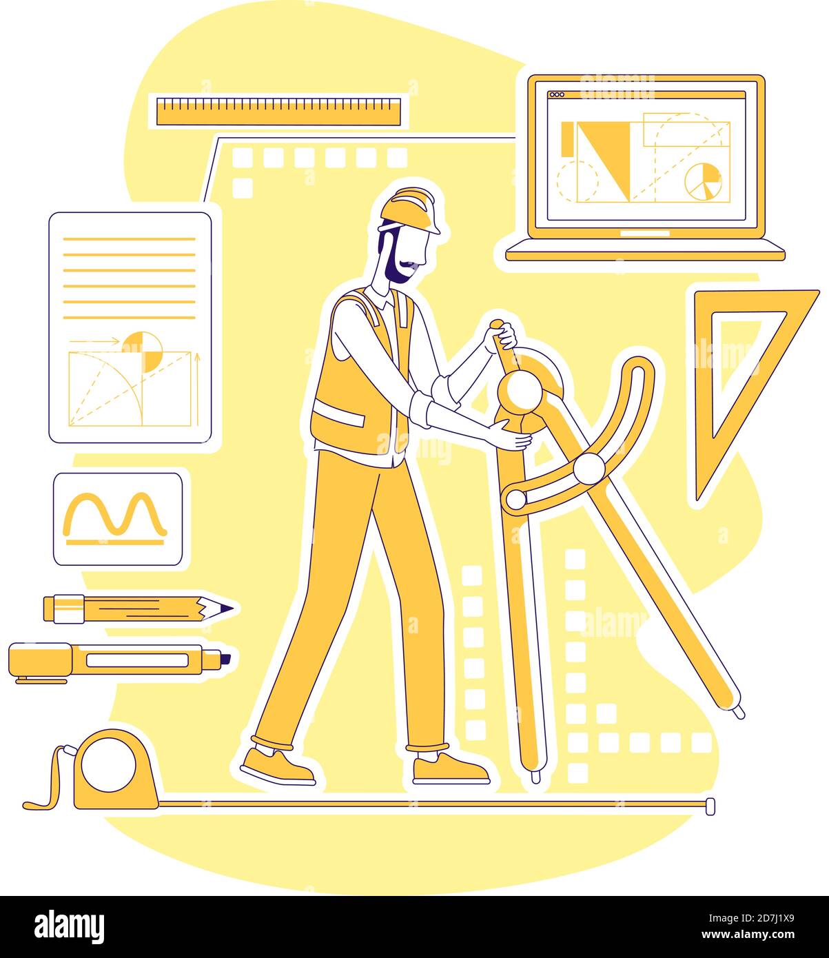 Engineering manager thin line concept vector illustration Stock Vector ...