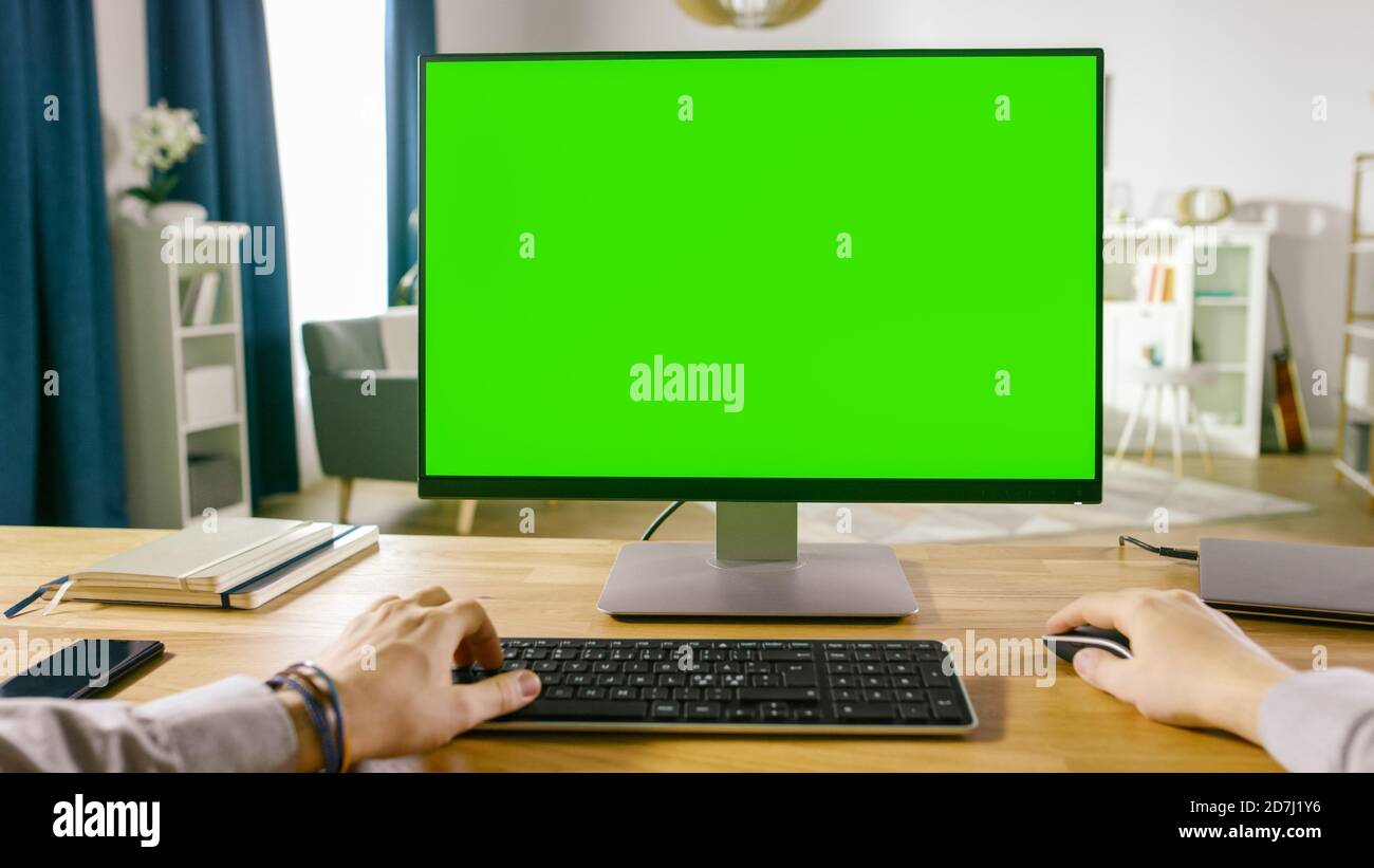 Pov shot working at computer hi-res stock photography and images - Alamy