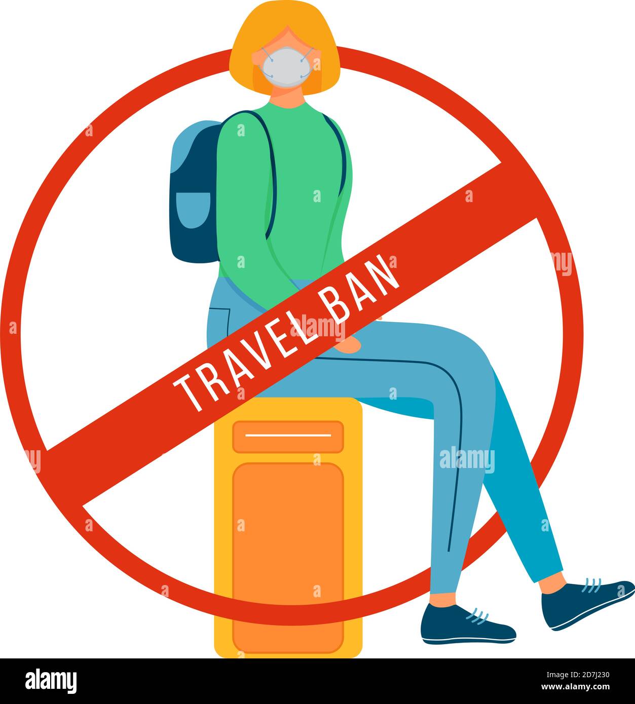 Travel ban flat color vector faceless character Stock Vector Image ...