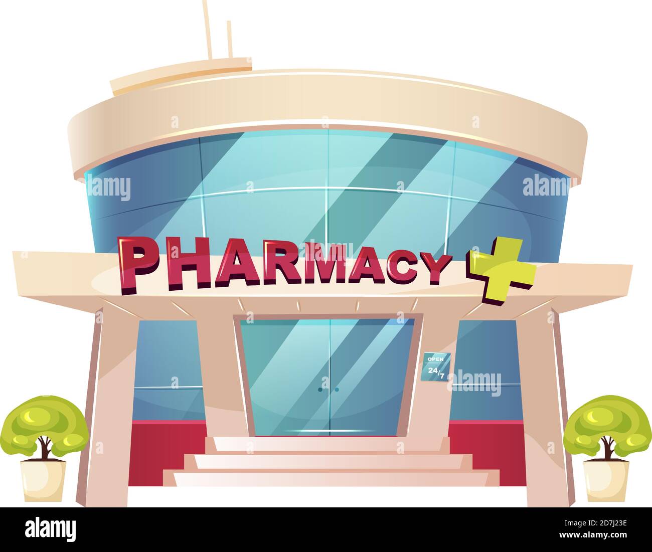 Pharmacy storefront cartoon vector illustration Stock Vector Image ...