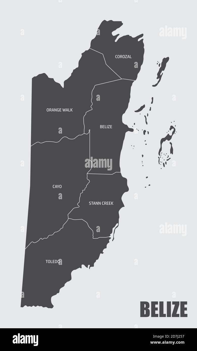 Belize districts map Stock Vector Image & Art - Alamy