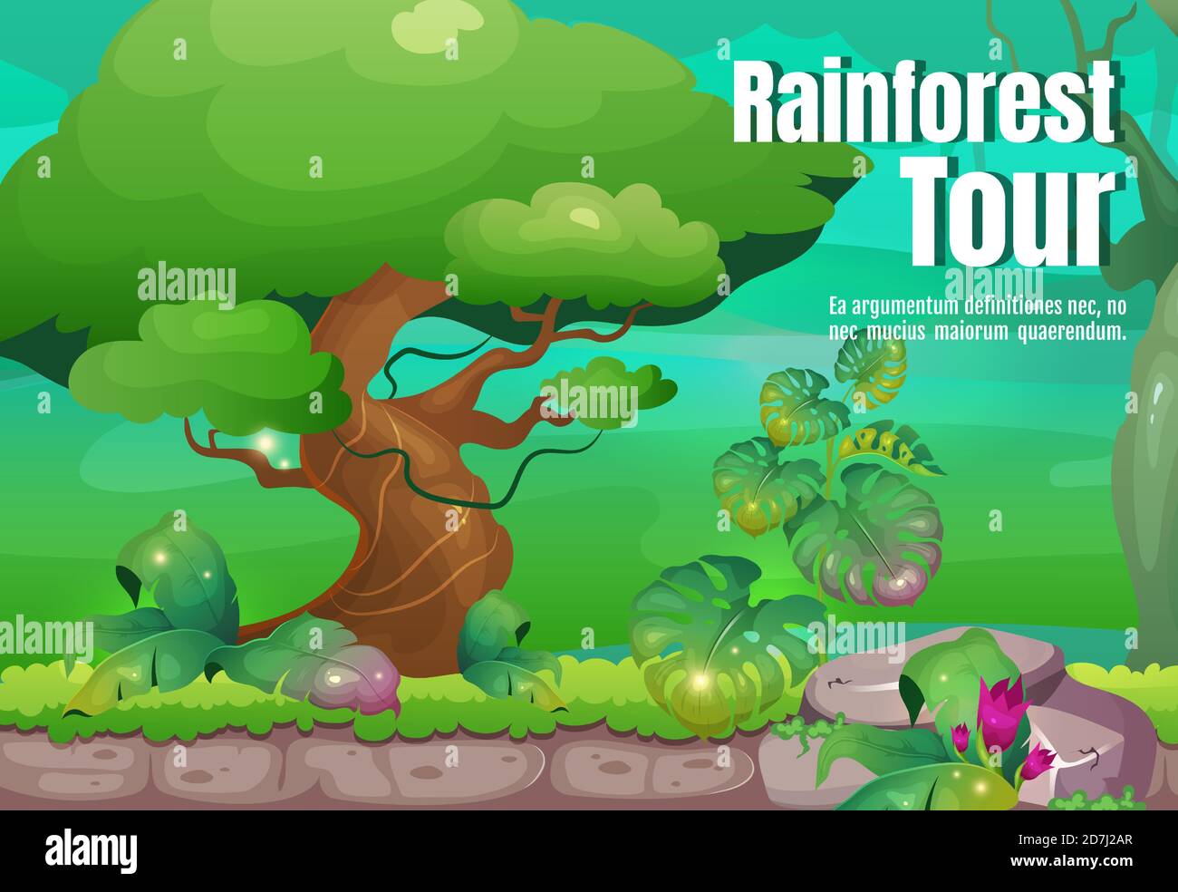 Rainforest tour poster flat vector template Stock Vector Image & Art ...