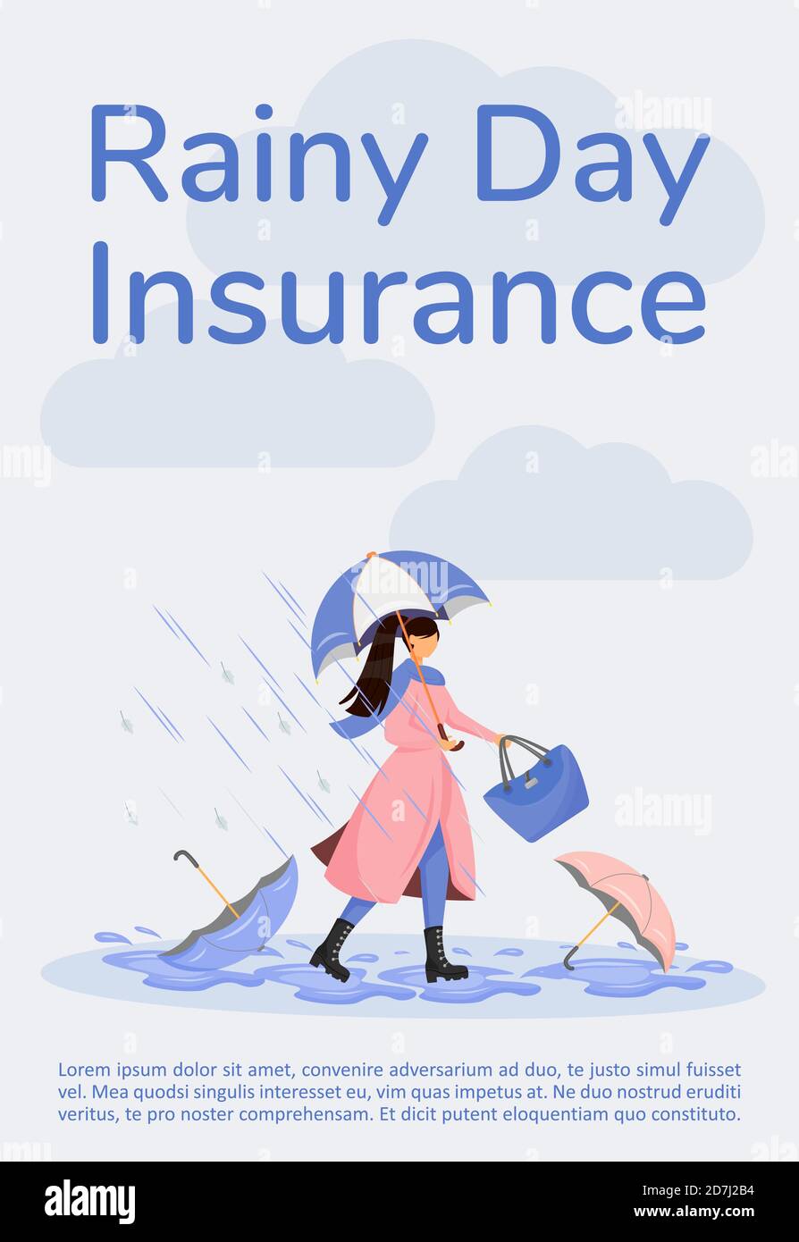 Rainy day insurance poster flat vector template Stock Vector Image ...