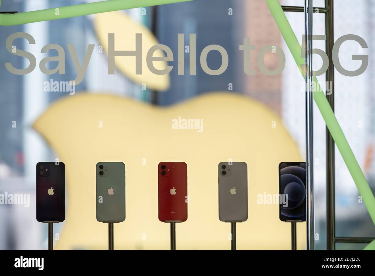 The new Iphone 12 is being displayed at the Apple store during the ...