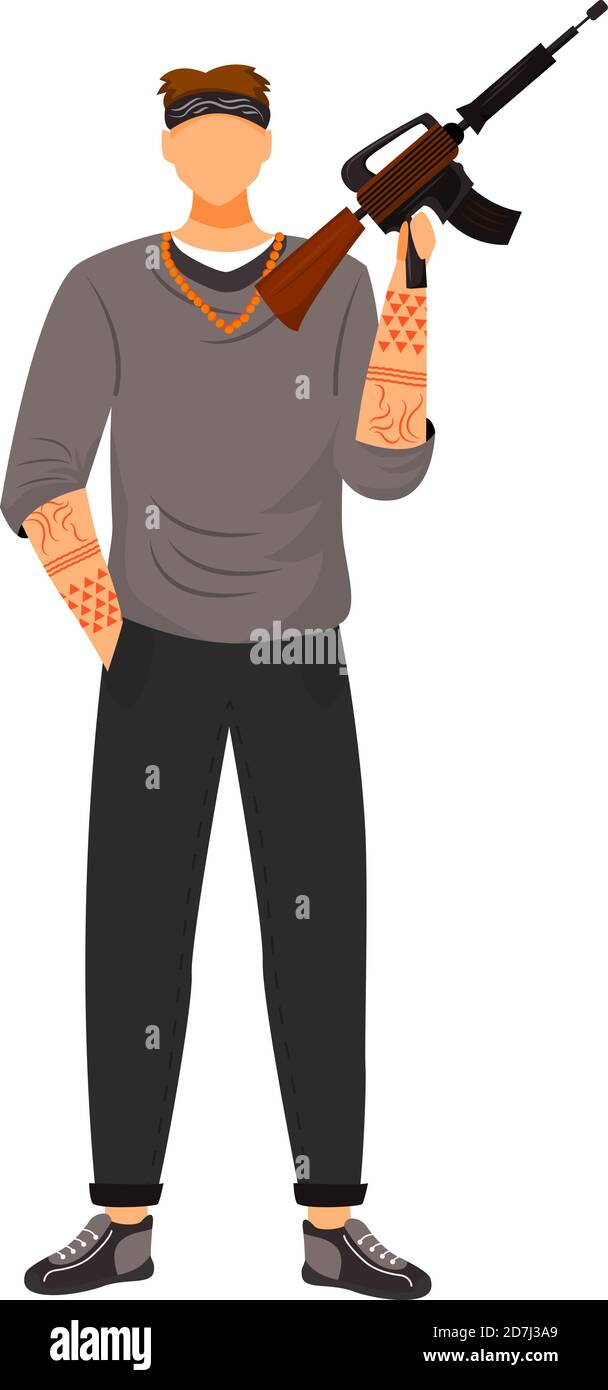 Armed gangster flat color vector faceless character Stock Vector Image ...