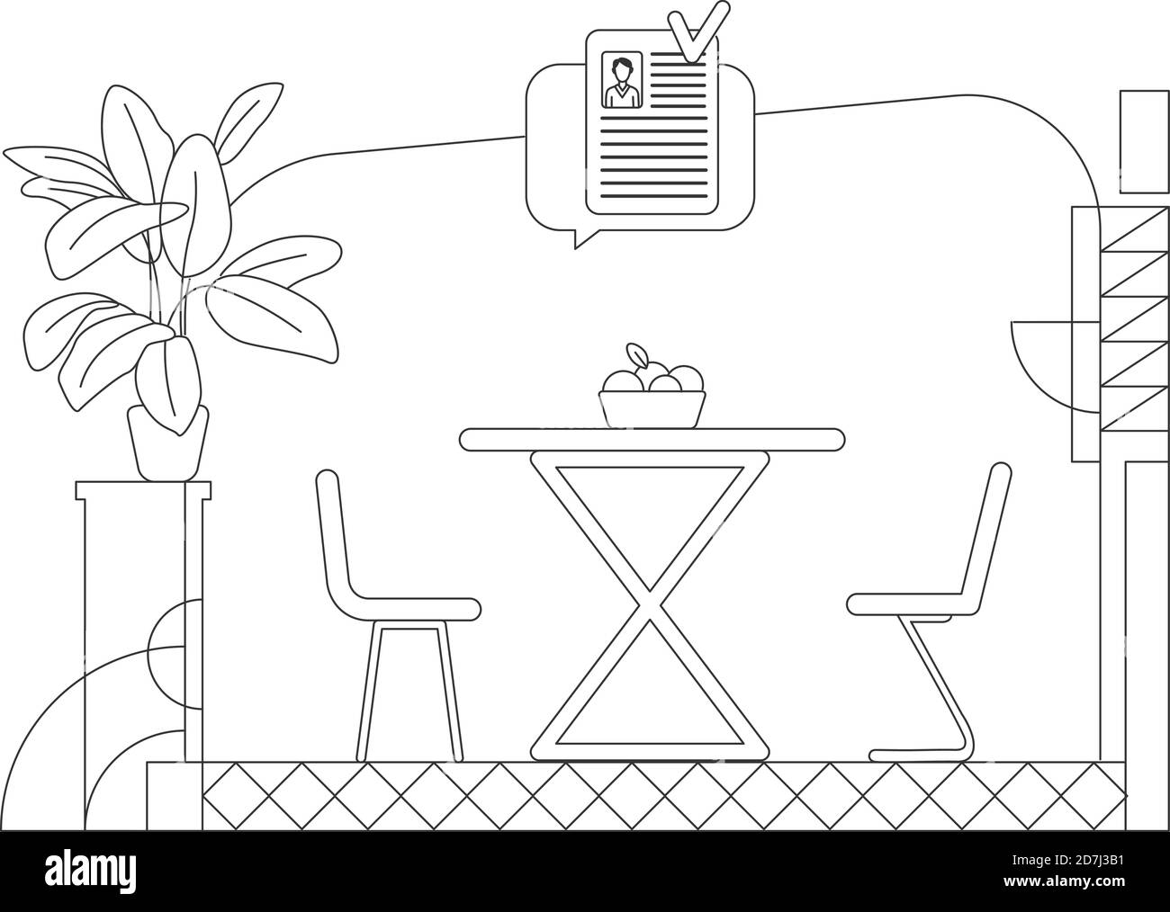 Place for job interviews outline vector illustration Stock Vector Image ...