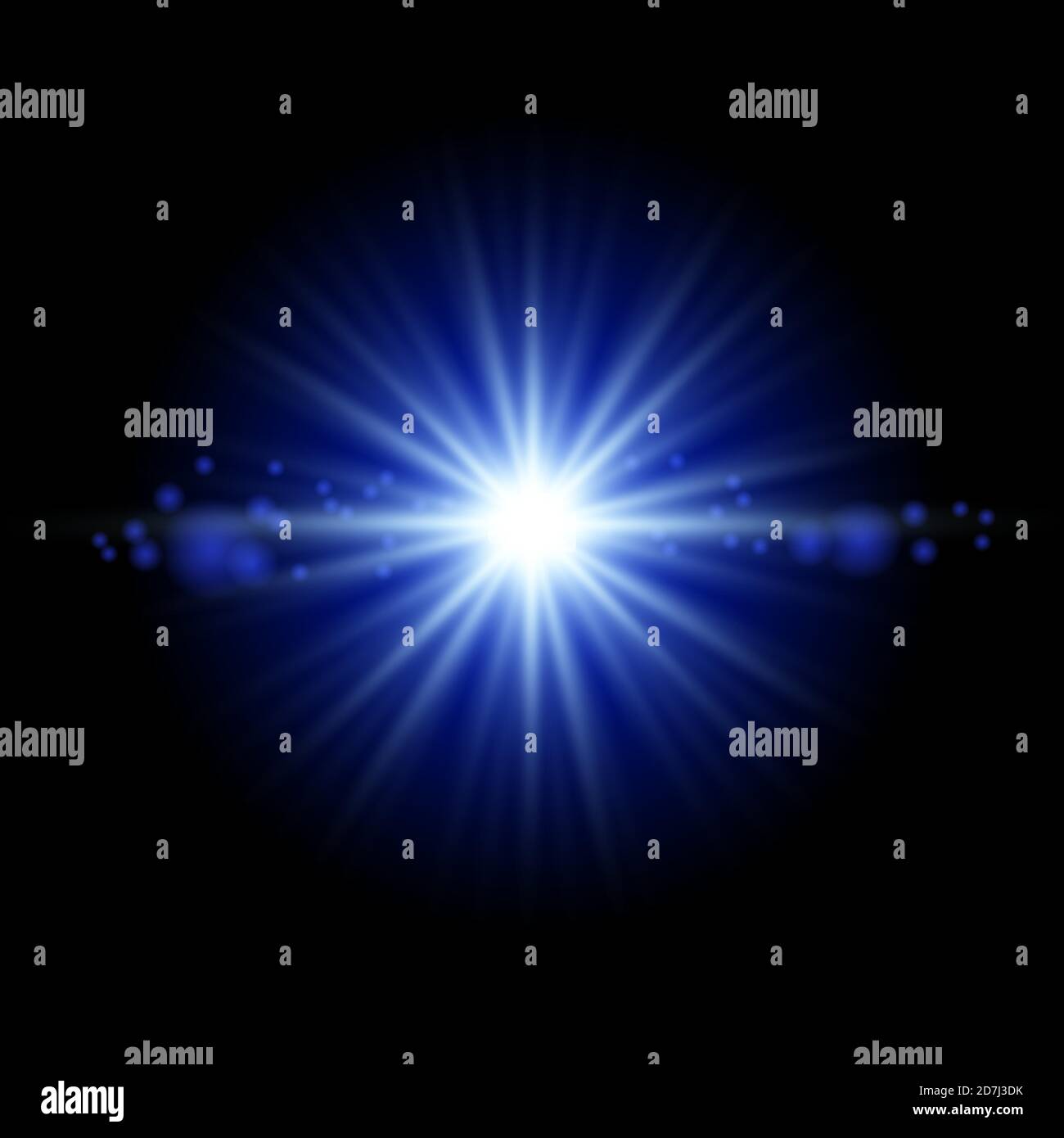 Blue burst on transparent background with sparkles and bokeh. Blue star ...
