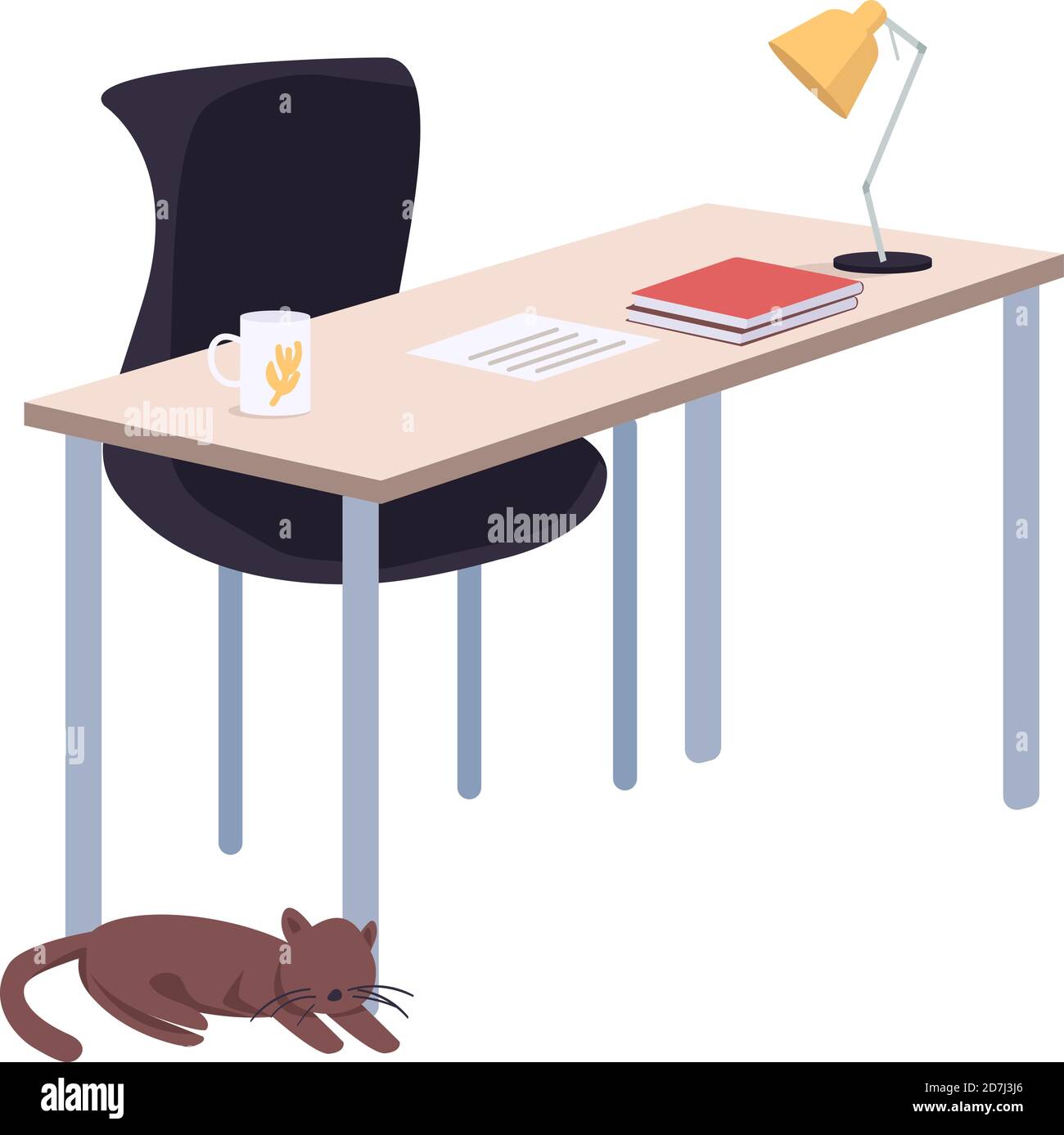 Student workspace cartoon vector illustration Stock Vector Image & Art ...