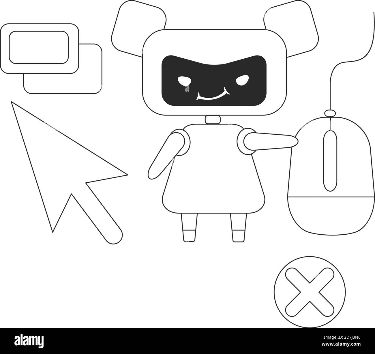 Click bot thin line concept vector illustration Stock Vector Image & Art - Alamy