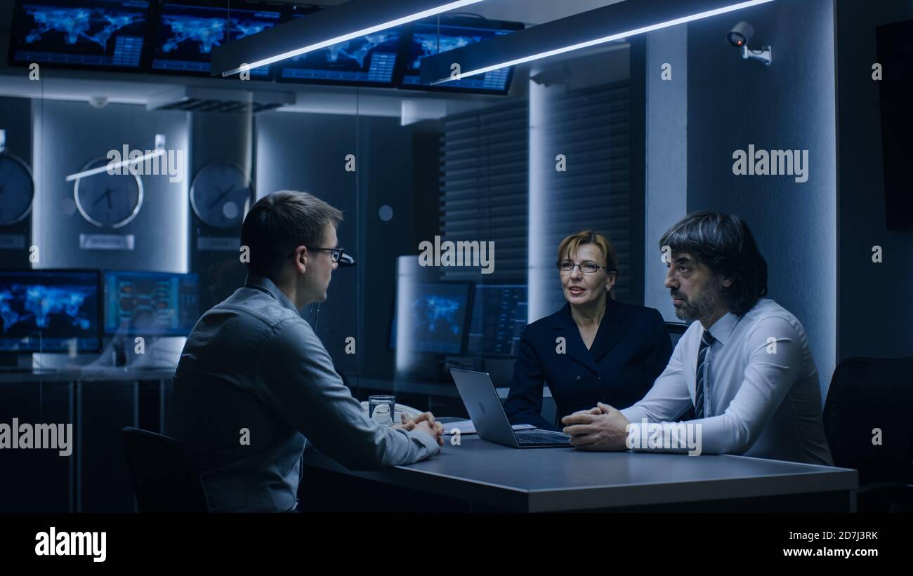 On a Job Interview Two Senior Managers Ask Young Candidate Questions ...