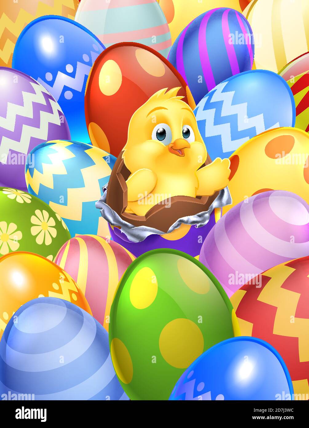 Easter Chick Eggs Background Cartoon Stock Vector Image & Art - Alamy