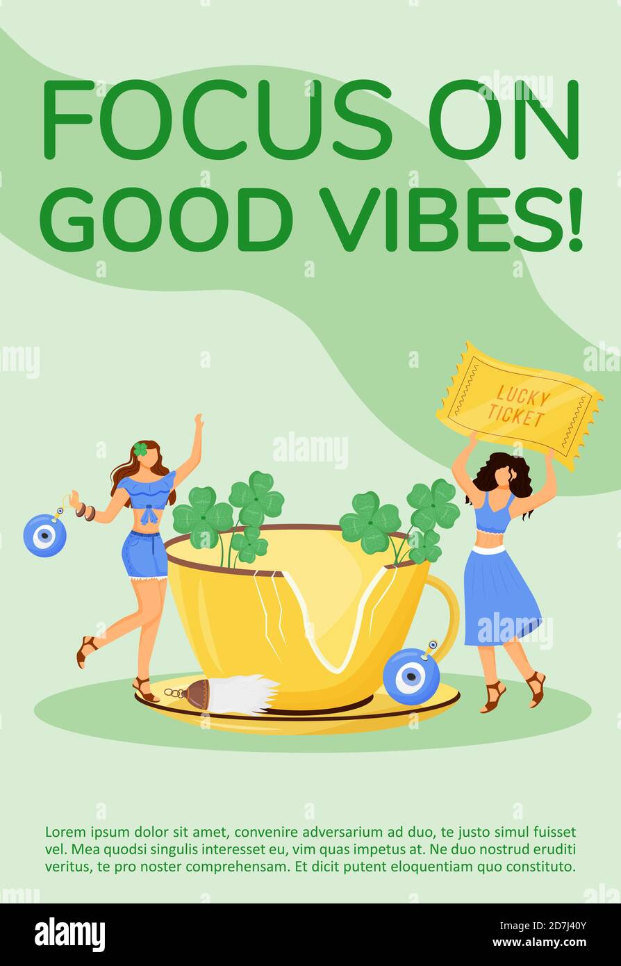 Focus on good vibes poster flat vector template Stock Vector Image ...
