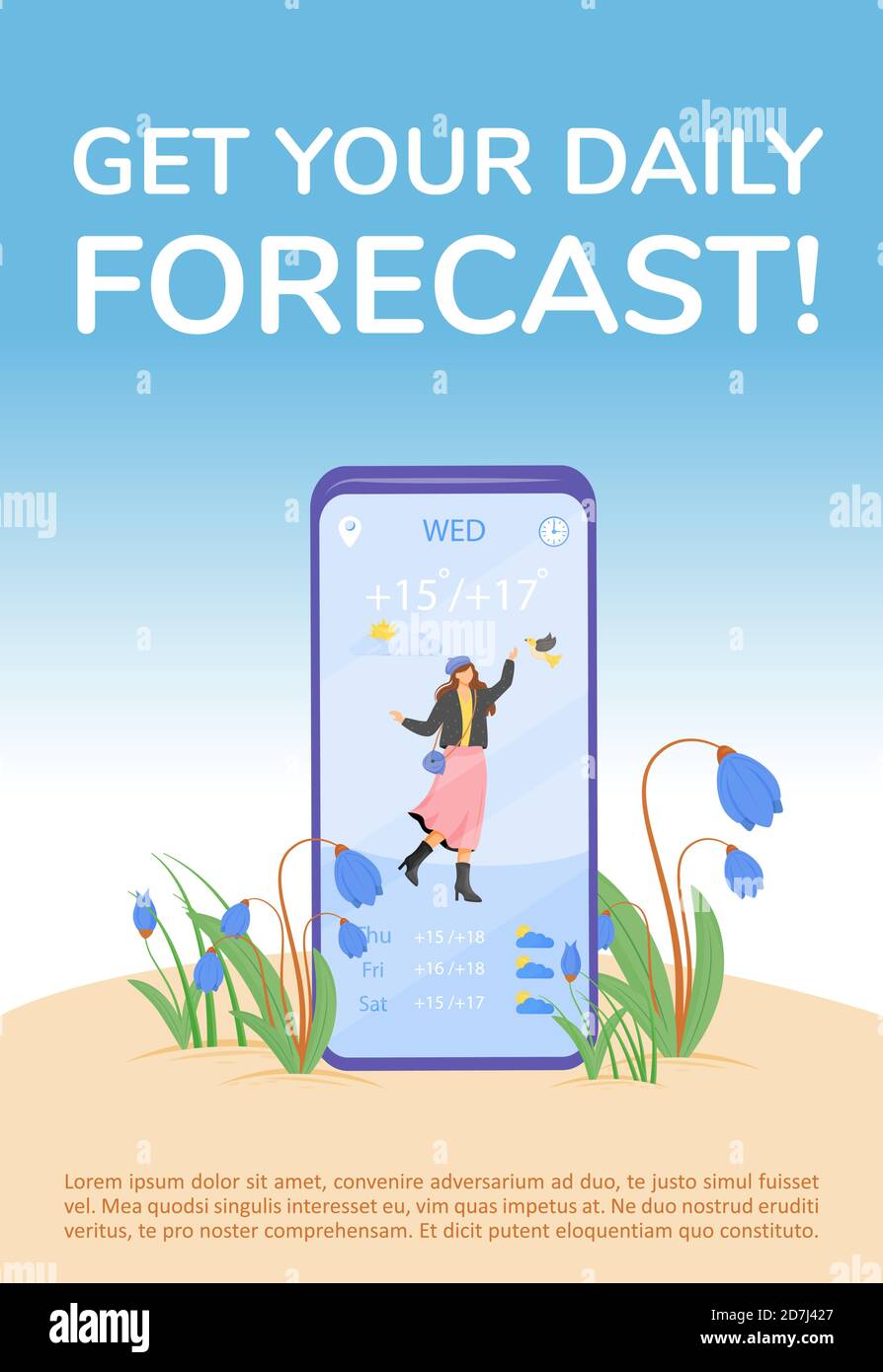 Get your daily forecast poster flat vector template Stock Vector Image ...