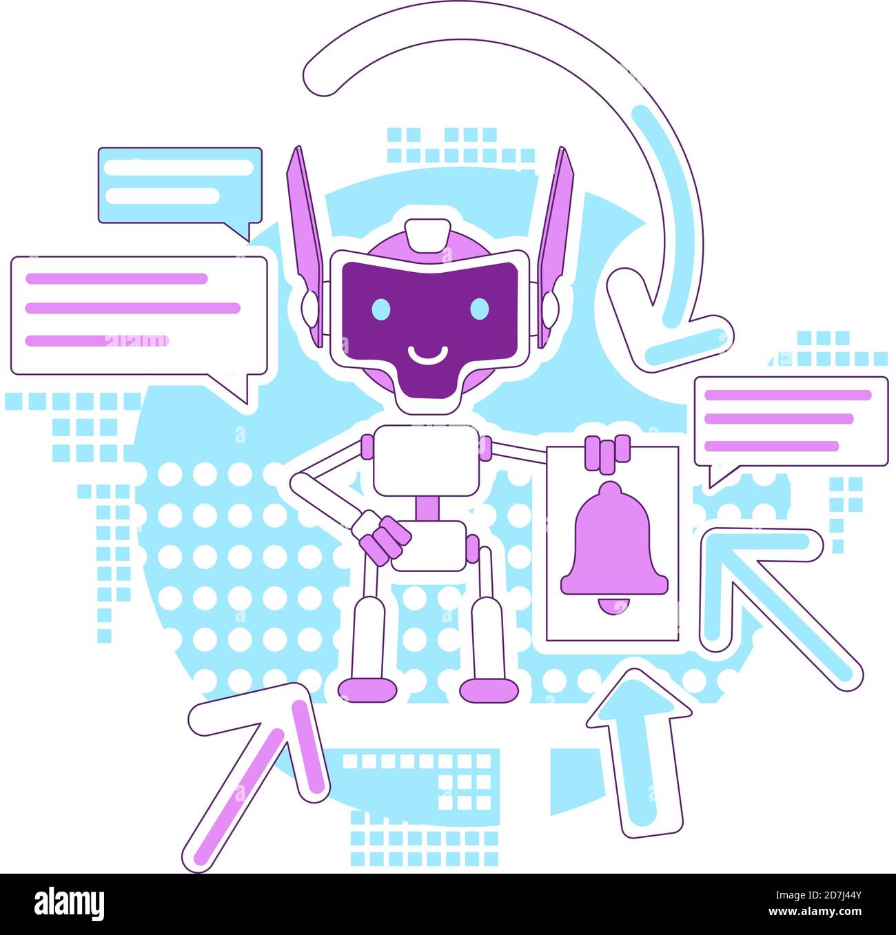Notification bot thin line concept vector illustration Stock Vector Image & Art - Alamy