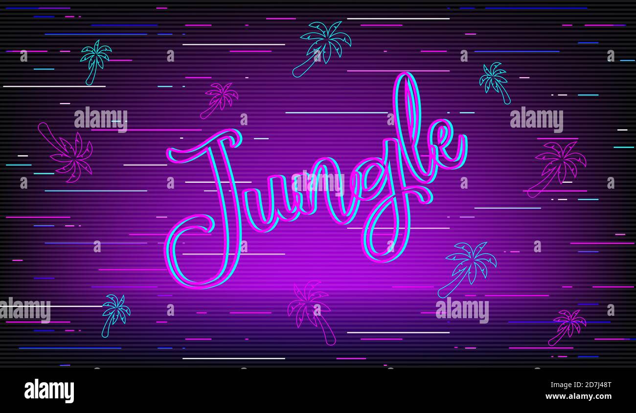 Jungle retro futuristic style vector background Stock Vector Image ...