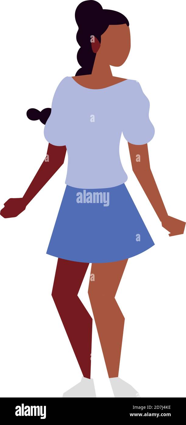 afro woman with pony tail hair standing character vector illustration ...