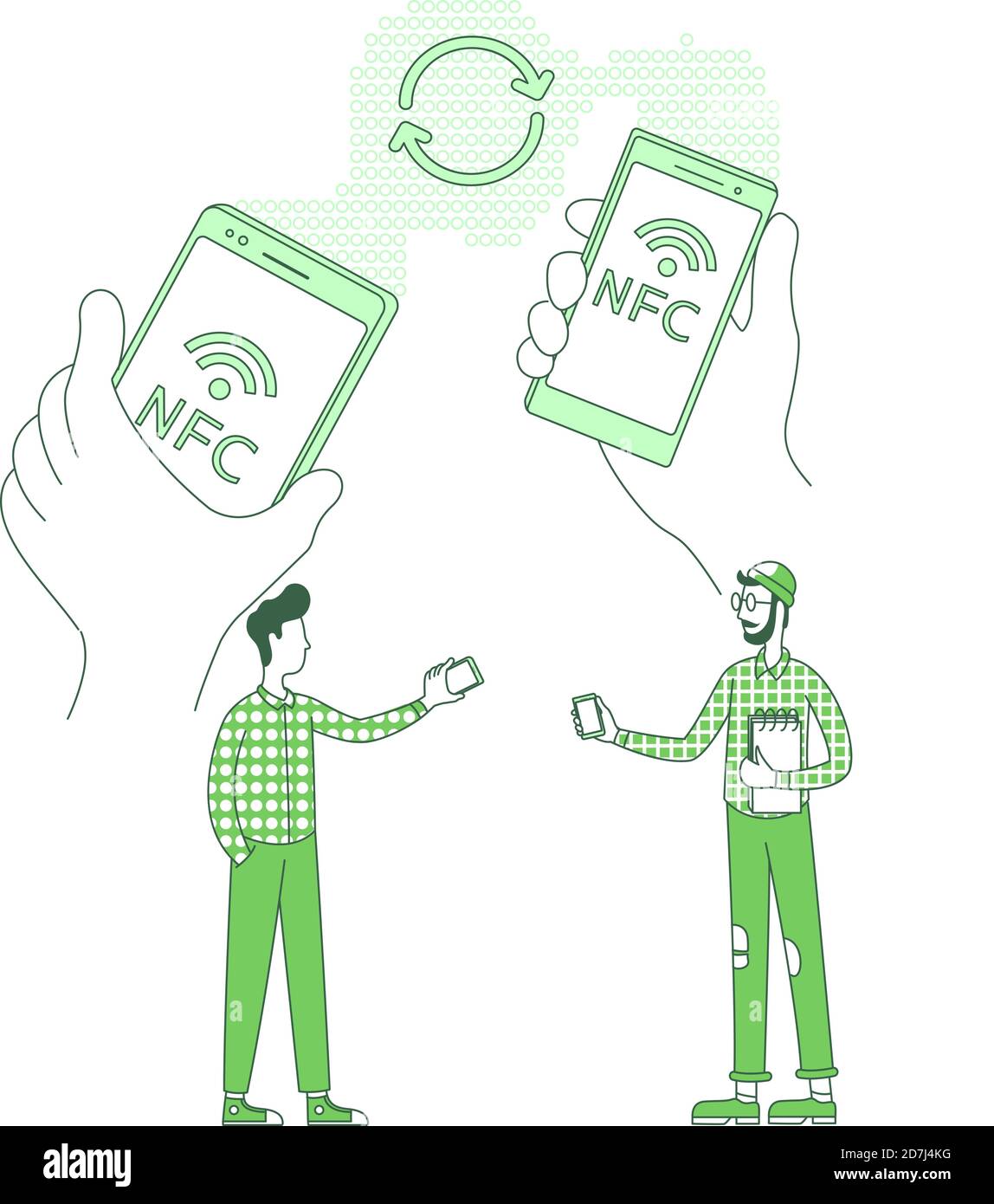 Mobile content, data exchange thin line concept vector illustration ...