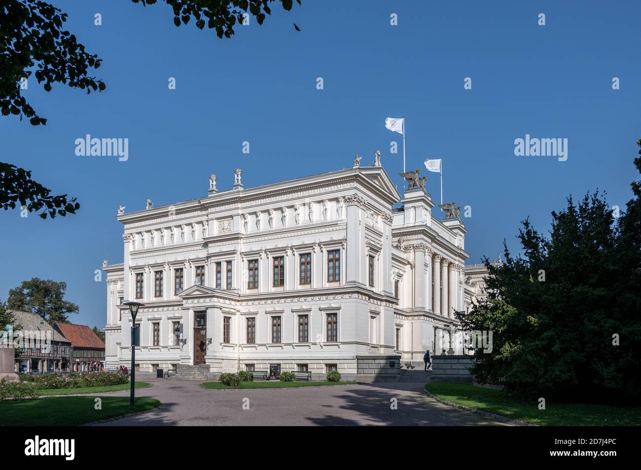 Lund, Sweden - September 27, 2020: The exterior white facade of the ...