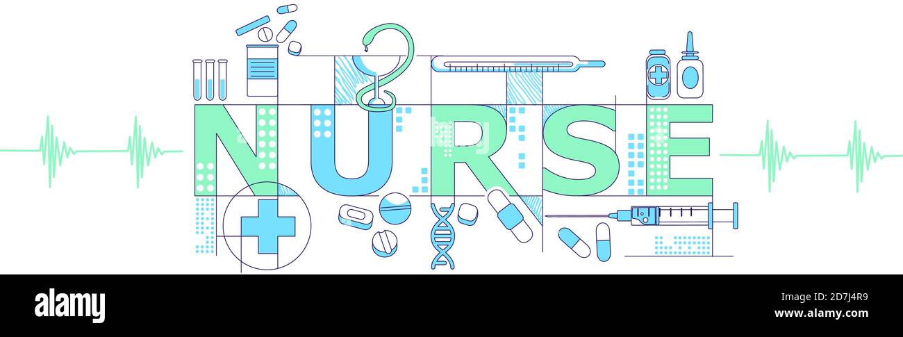 Nurse word concepts word concepts thin line vector banner Stock Vector ...