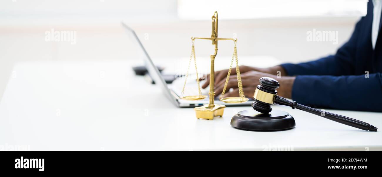 Online Law Court Concept. Judge Using Tech Stock Photo - Alamy