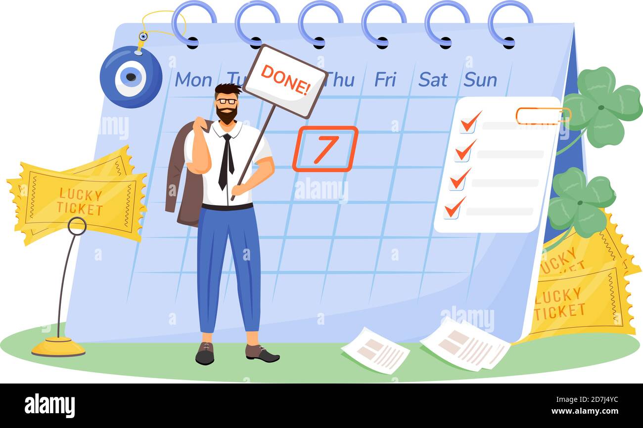 Lucky ticket flat concept vector illustration Stock Vector Image & Art ...