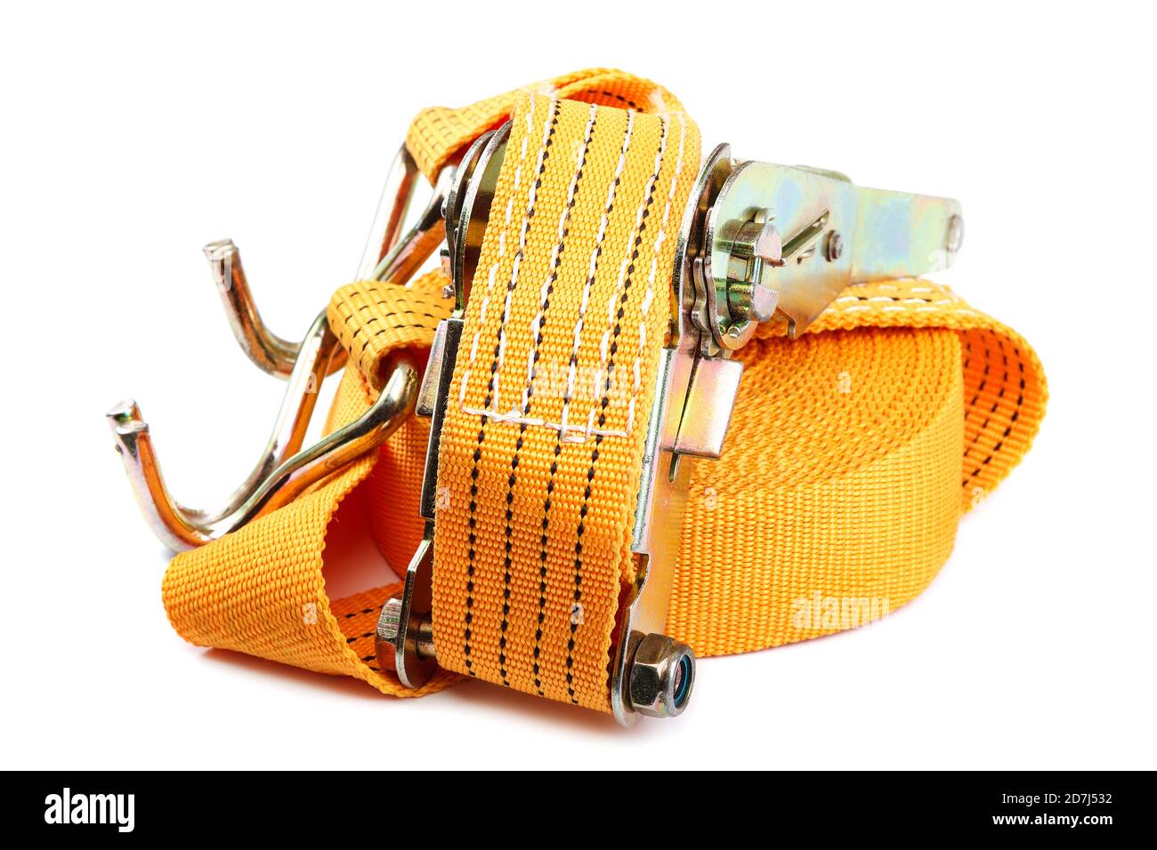 The mechanism for securing cargo ties is isolated on a white background ...