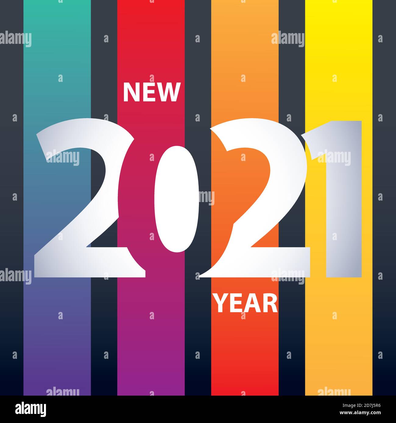 2021 happy new year numbers on colored stripes background vector ...